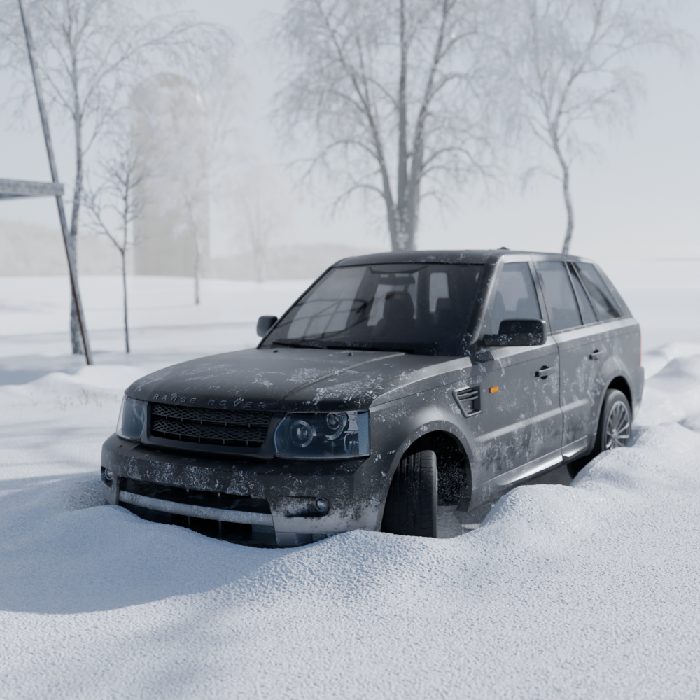 Land Rover Stucked In Snow | Nature scenes | BlenderKit