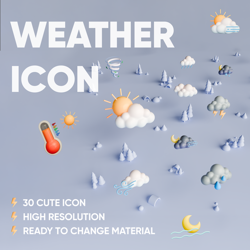 Weather 3D Icons | Collection | Cartoon scenes | BlenderKit