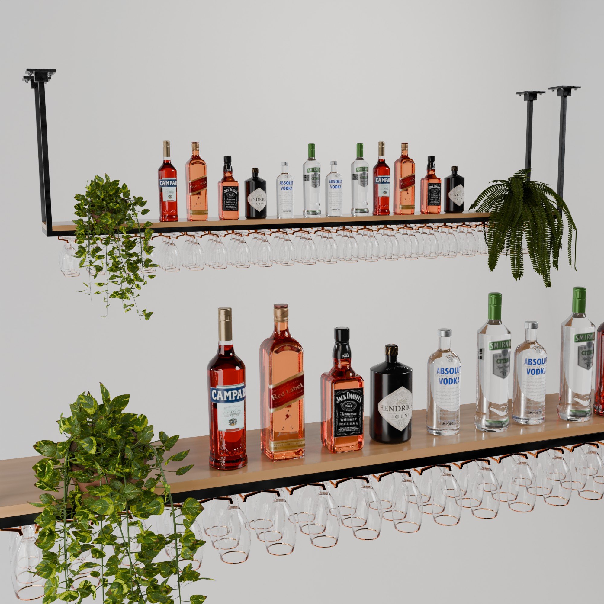 Bar drinks shelf | Restaurant / Bar models | BlenderKit
