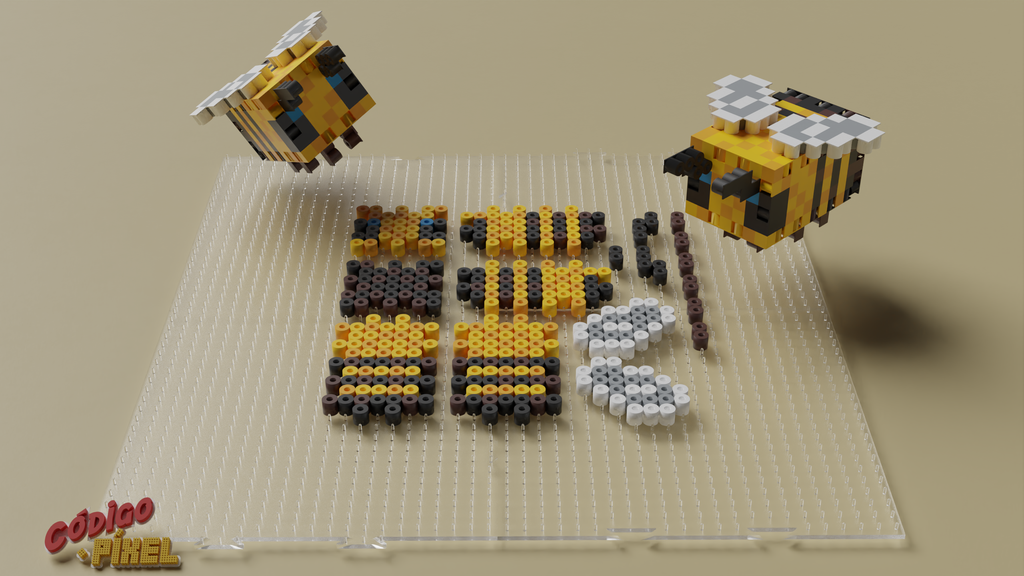 3D Hama Minecraft Bees | FREE Gaming scenes | BlenderKit