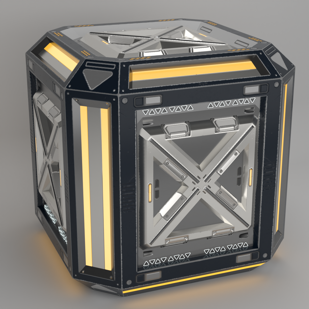 Scifi navy Metallic Crate Orange Hue | Containers models | BlenderKit
