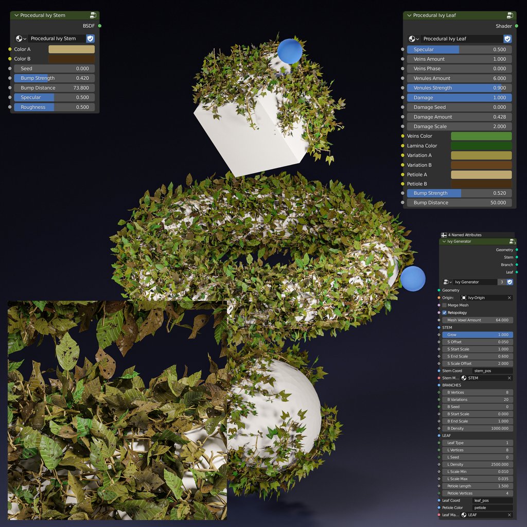 Procedural Ivy Generator GN | FREE Outdoor Plants models | BlenderKit