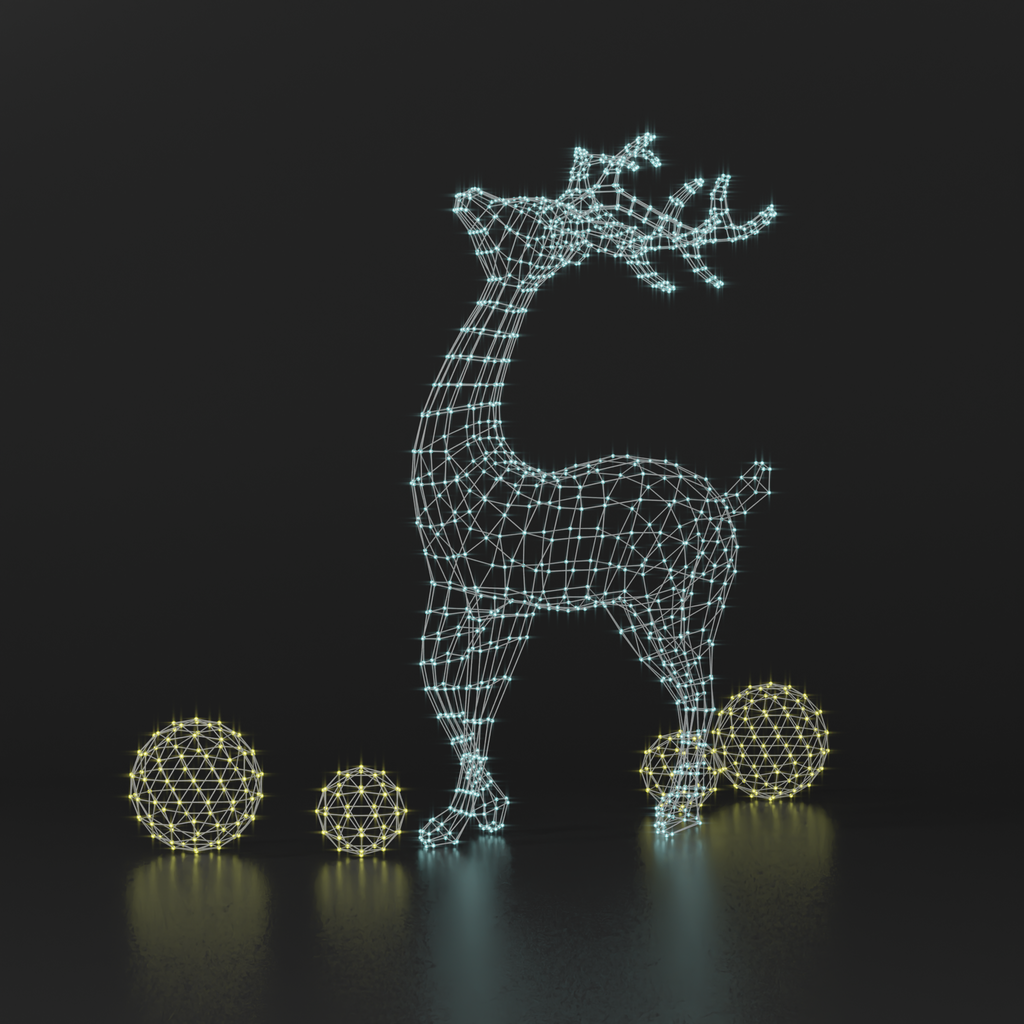 Luminous Wireframe Reindeer | Holiday Decorations models | BlenderKit