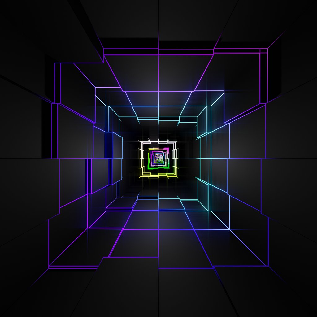 Neon Extruded Cube Tunnel Loop | FREE Background scenes | BlenderKit