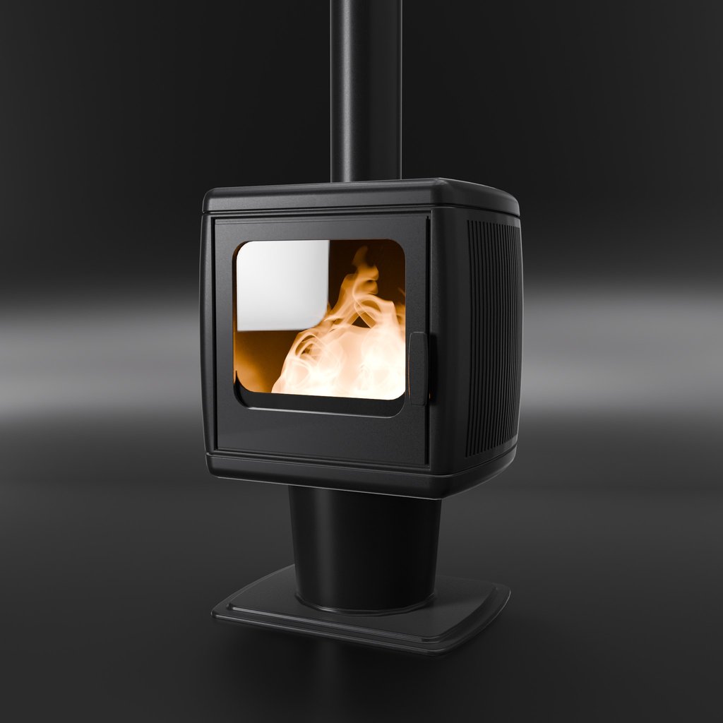 BlenderKit | Download the Animated Modern Wood Burning Stove model