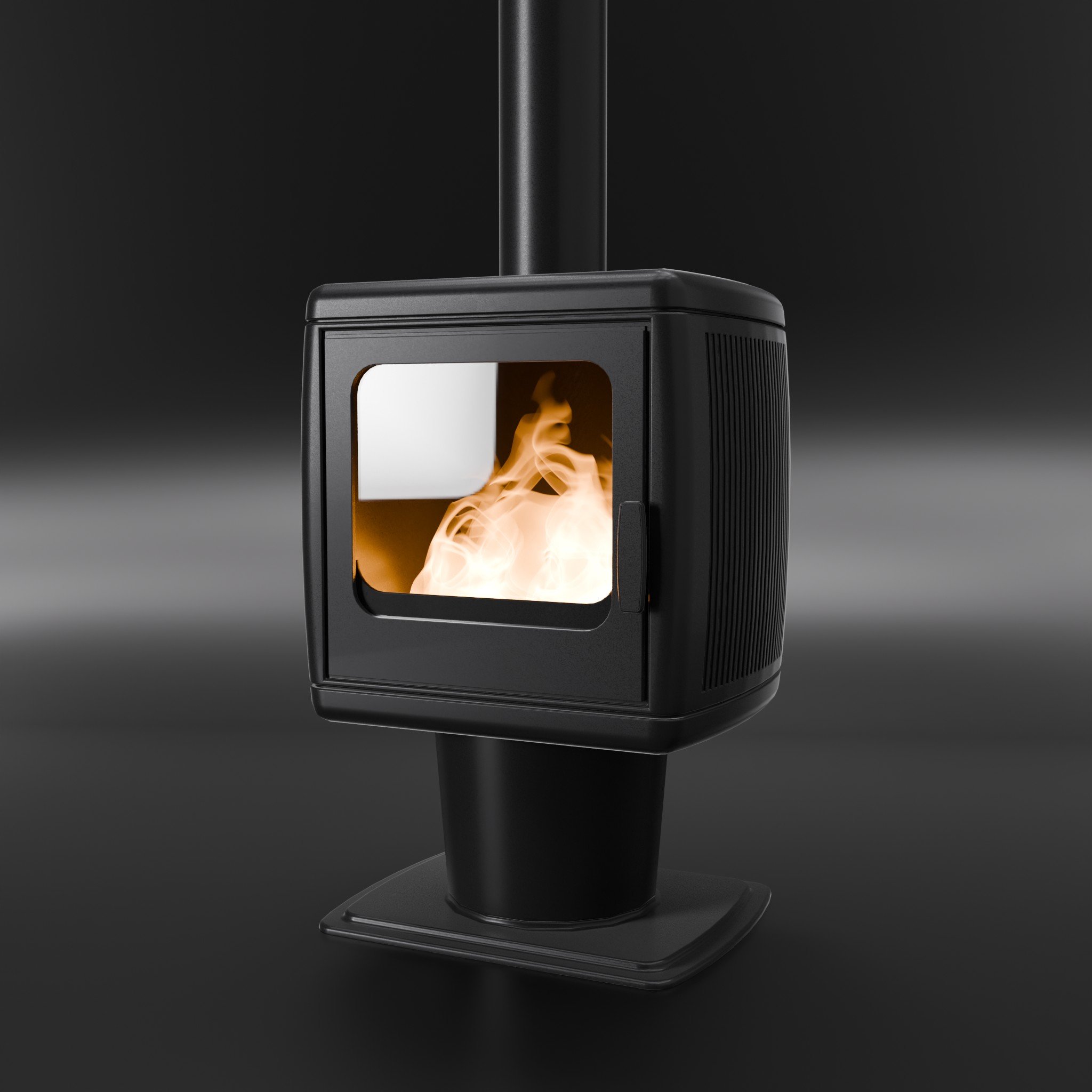 Animated Modern Wood Burning Stove | Fireplaces models | BlenderKit