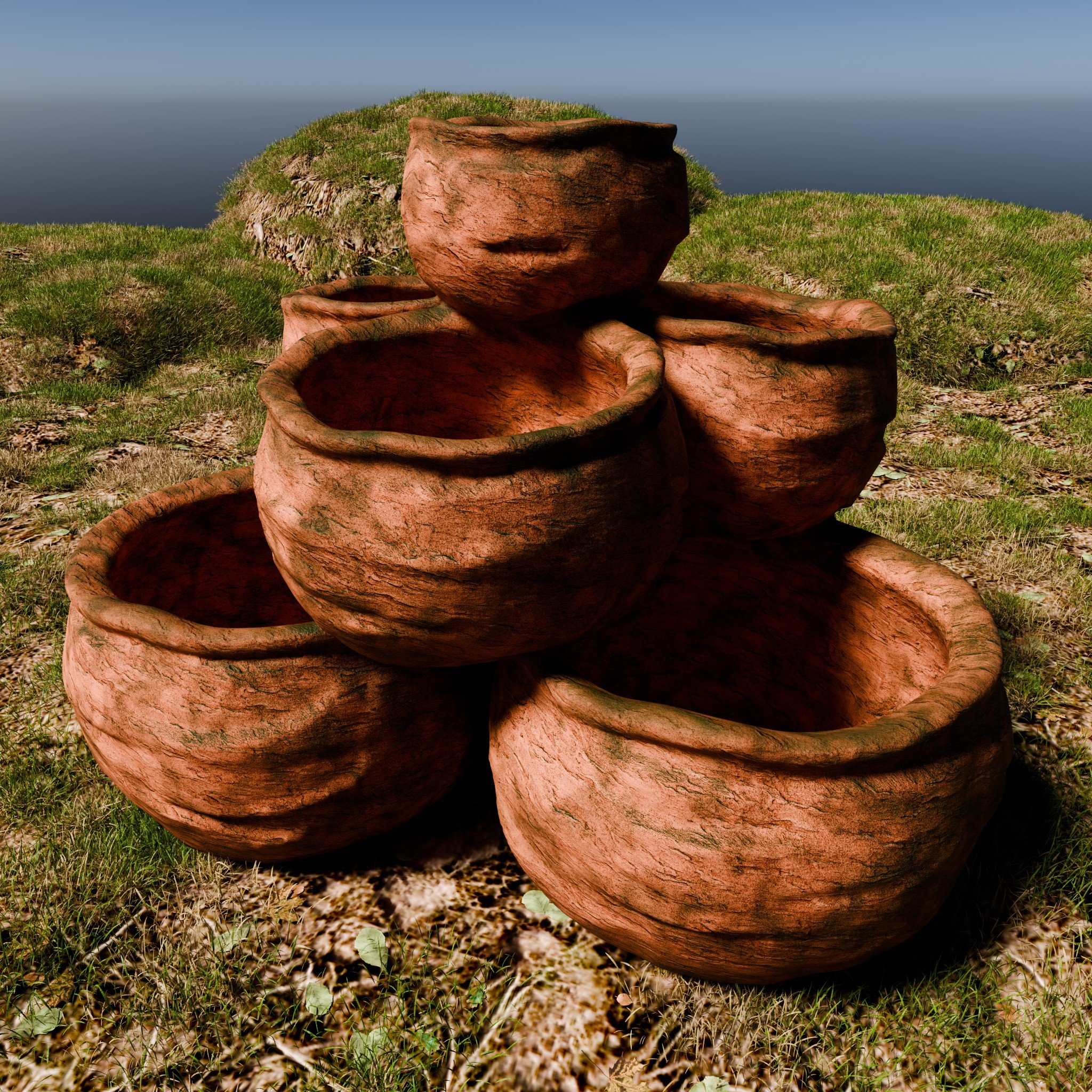 Pottery Rounded Bucket Pyramid | FREE Nature models | BlenderKit