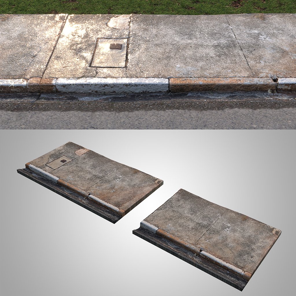 Sidewalk high textured model | Environment Elements models | BlenderKit