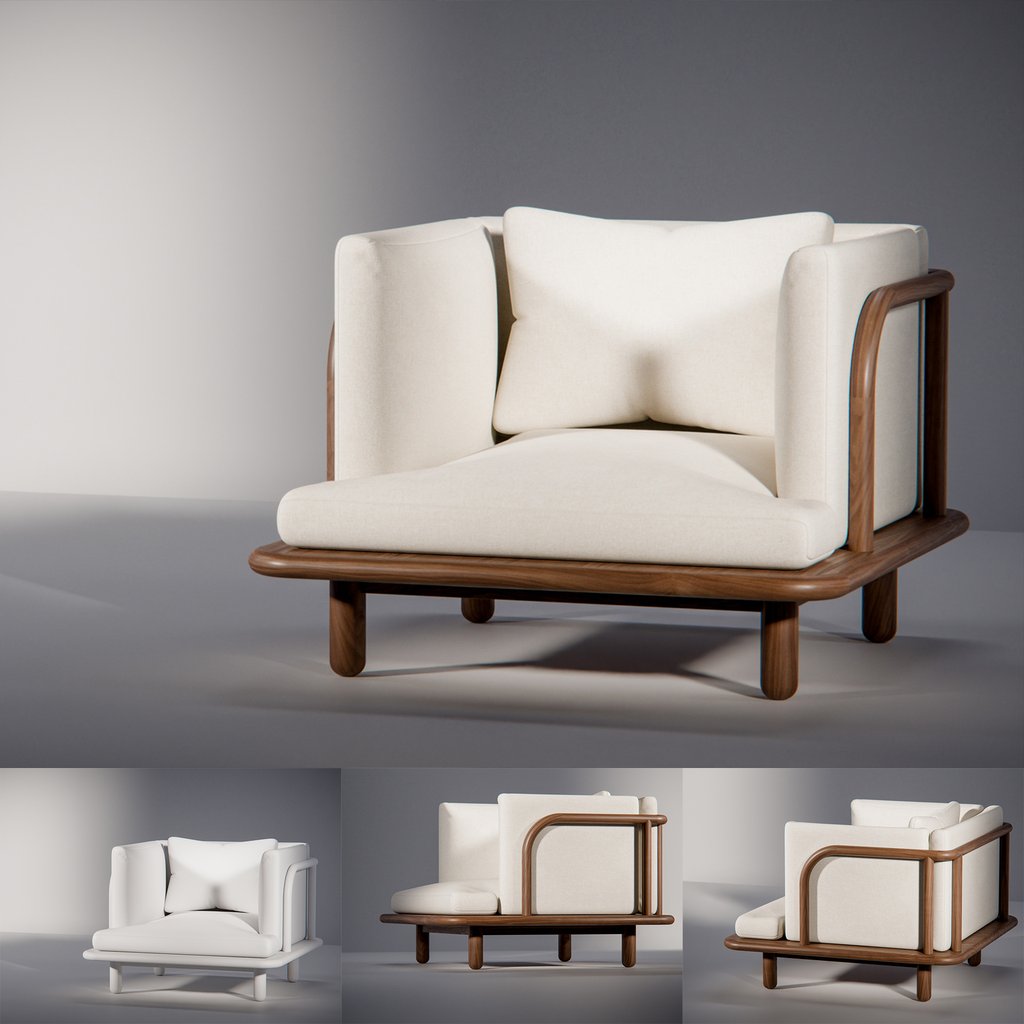 Cushions on Wood Frame Sofa | Sofas models | BlenderKit