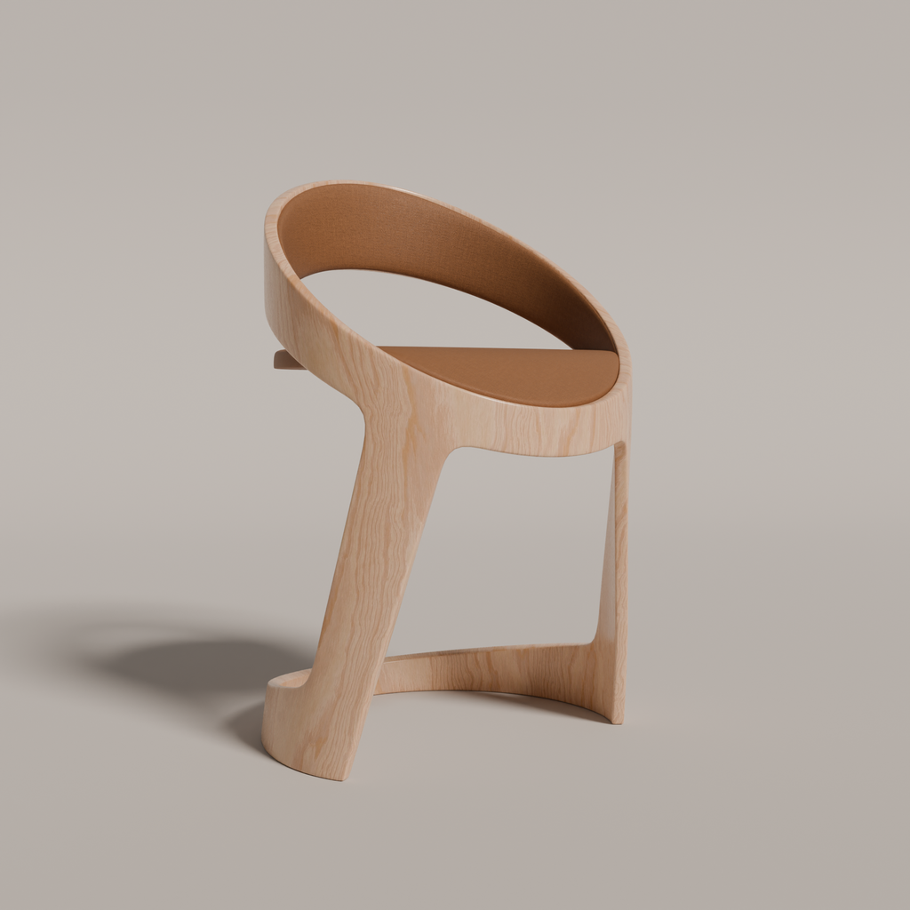 Modern Curved Wooden Chair | FREE Chairs models | BlenderKit
