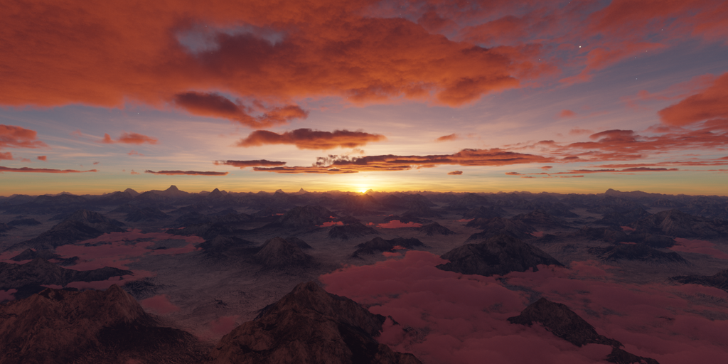 Pink Cloudy Aerial Sky Landscape | FREE Nature HDRis | BlenderKit