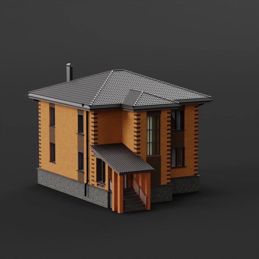 Brick House 165m | FREE Private Buildings models | BlenderKit