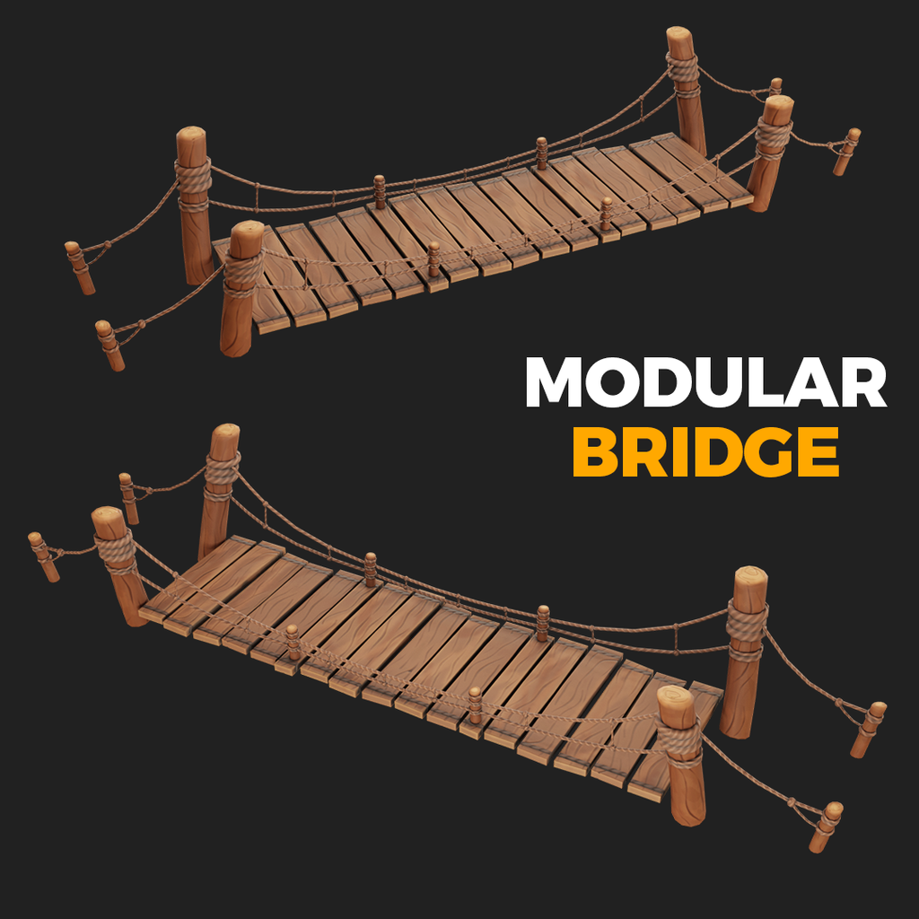 Stylized modular Bridge | Architecture models | BlenderKit