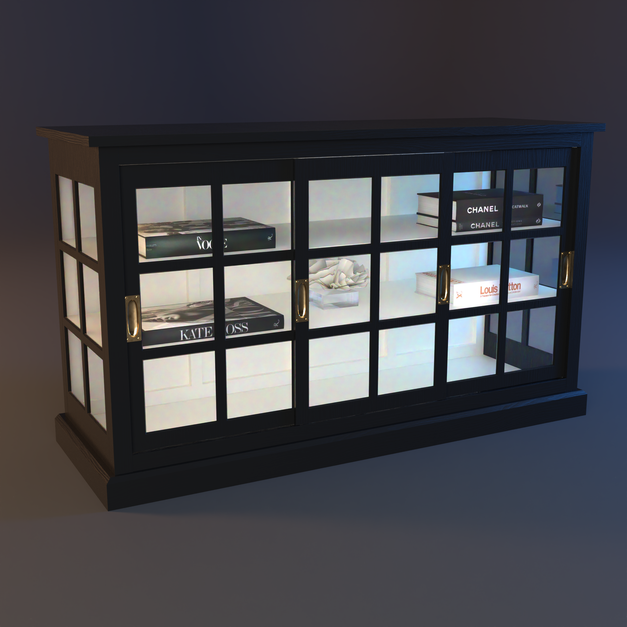 Seethrough Cabinets Modern Black | Bookcases models | BlenderKit