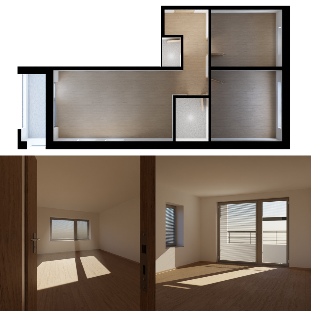 Empty 2 bedroom flat | Private scenes | BlenderKit