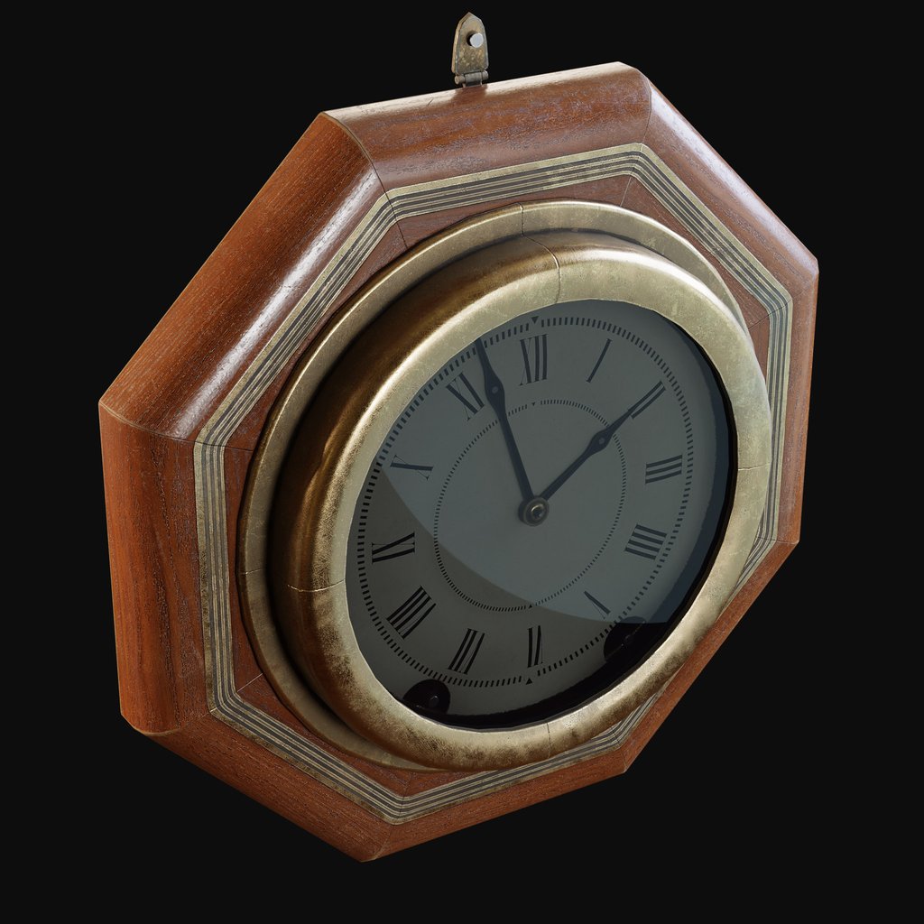 Antique Octagonal Wall Clock | Clocks models | BlenderKit
