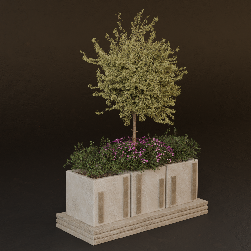 SJ-Harmonious Floral Ceramic Nook | Outdoor Plants models | BlenderKit