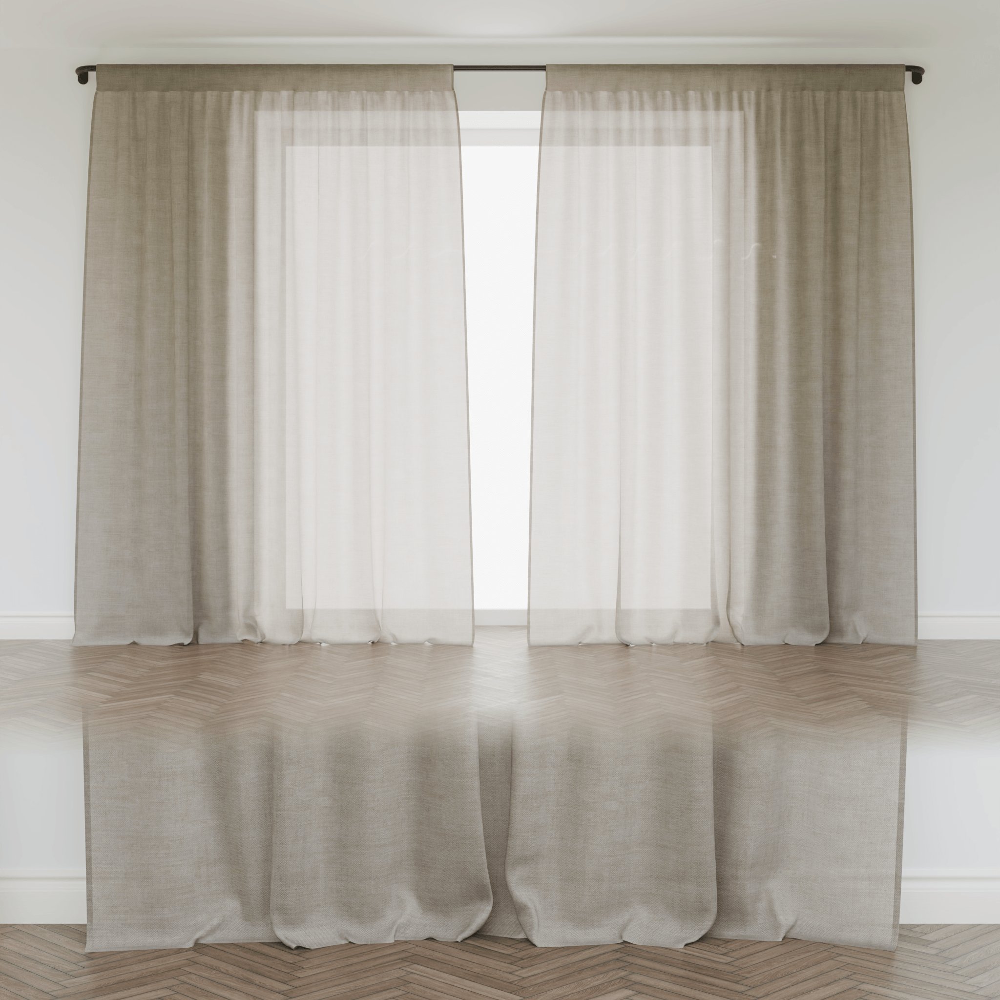 Curtain Beige Linen - Floor V2 Wide | Curtains models | BlenderKit