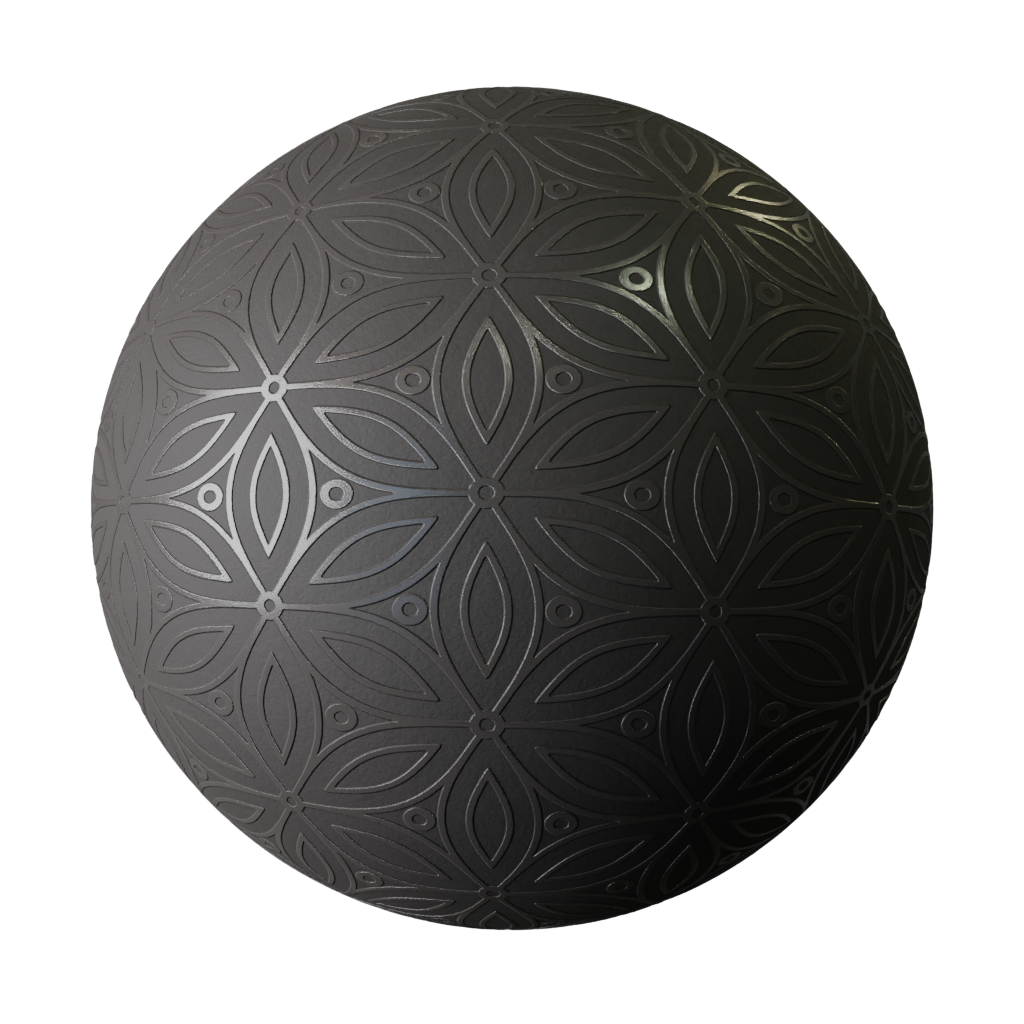 Embossed black Flower | FREE tiles materials | BlenderKit