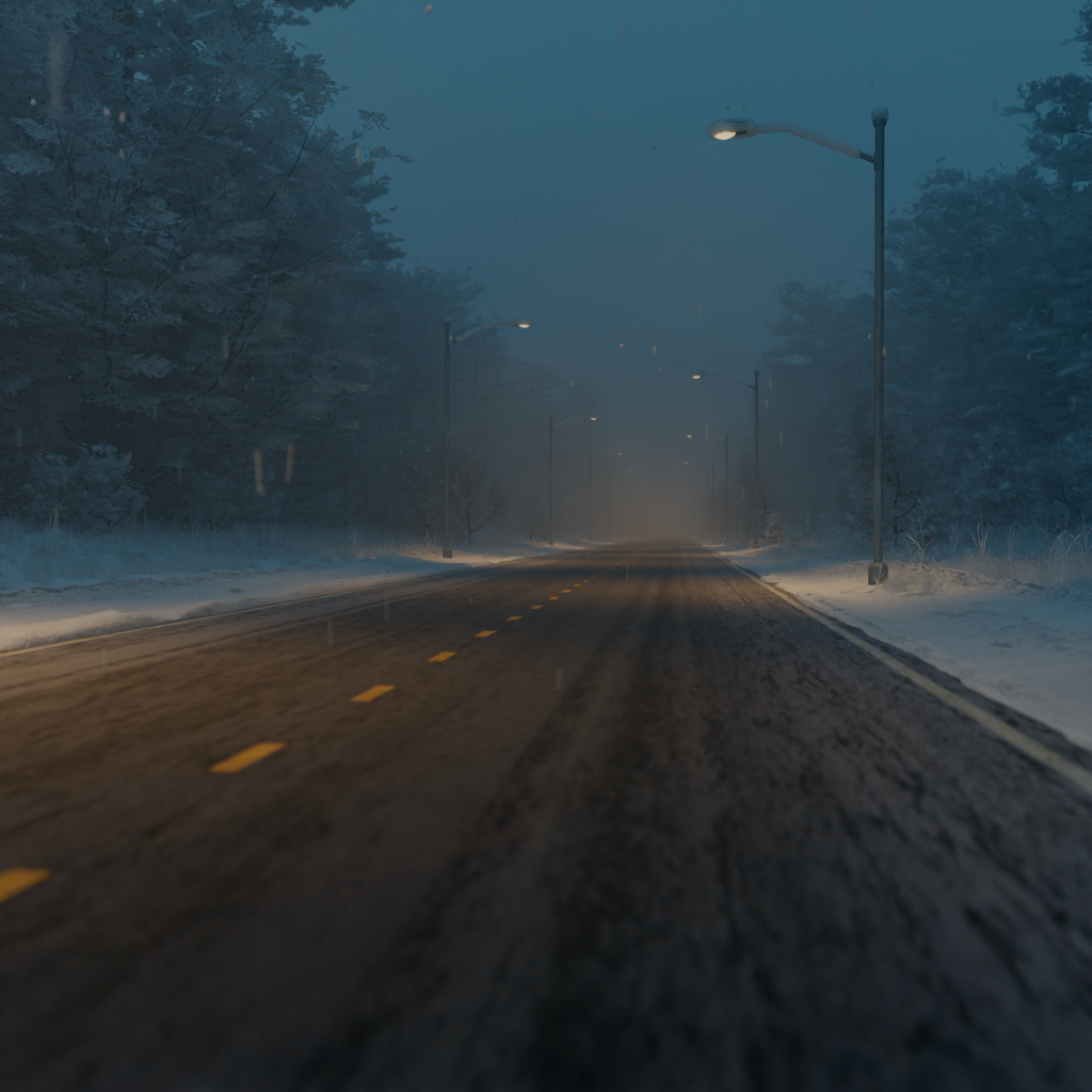 Winter road | Nature scenes | BlenderKit