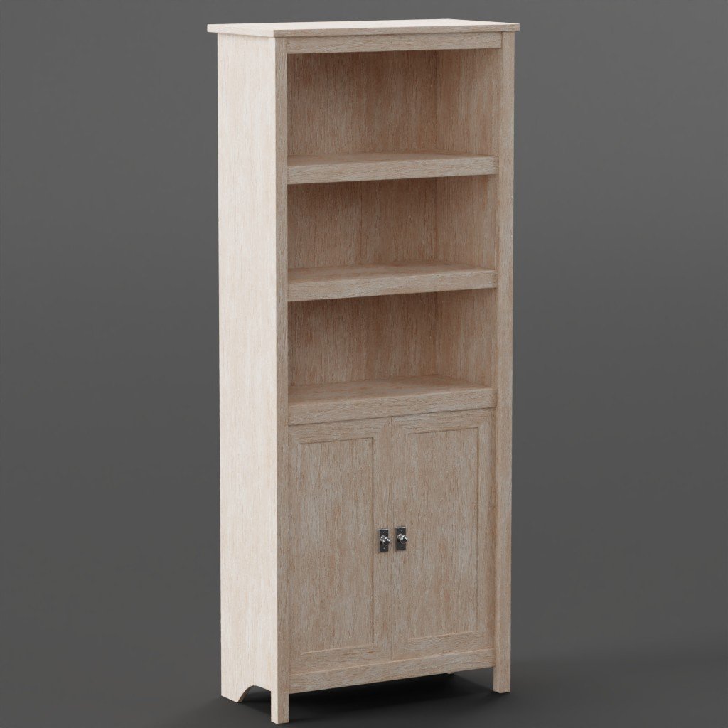 Cottage Style 3 Shelf Bookcase | FREE 3D Bookcase models | BlenderKit