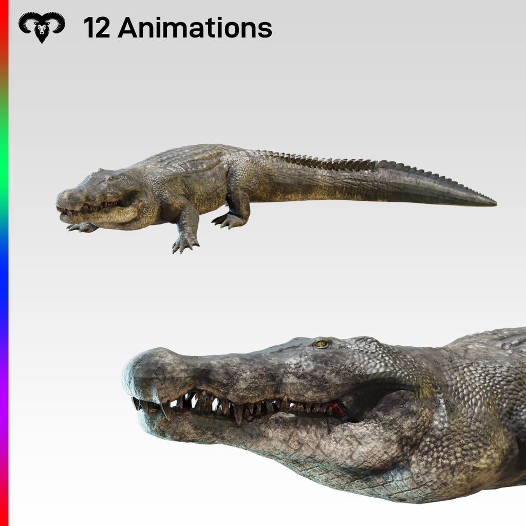 Male crocodile Animated | Reptiles models | BlenderKit