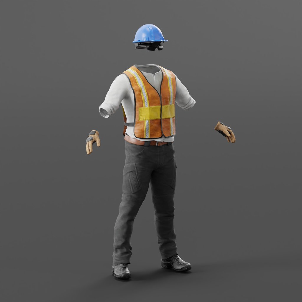 Construction Worker Outfit Light | Man Clothing models | BlenderKit