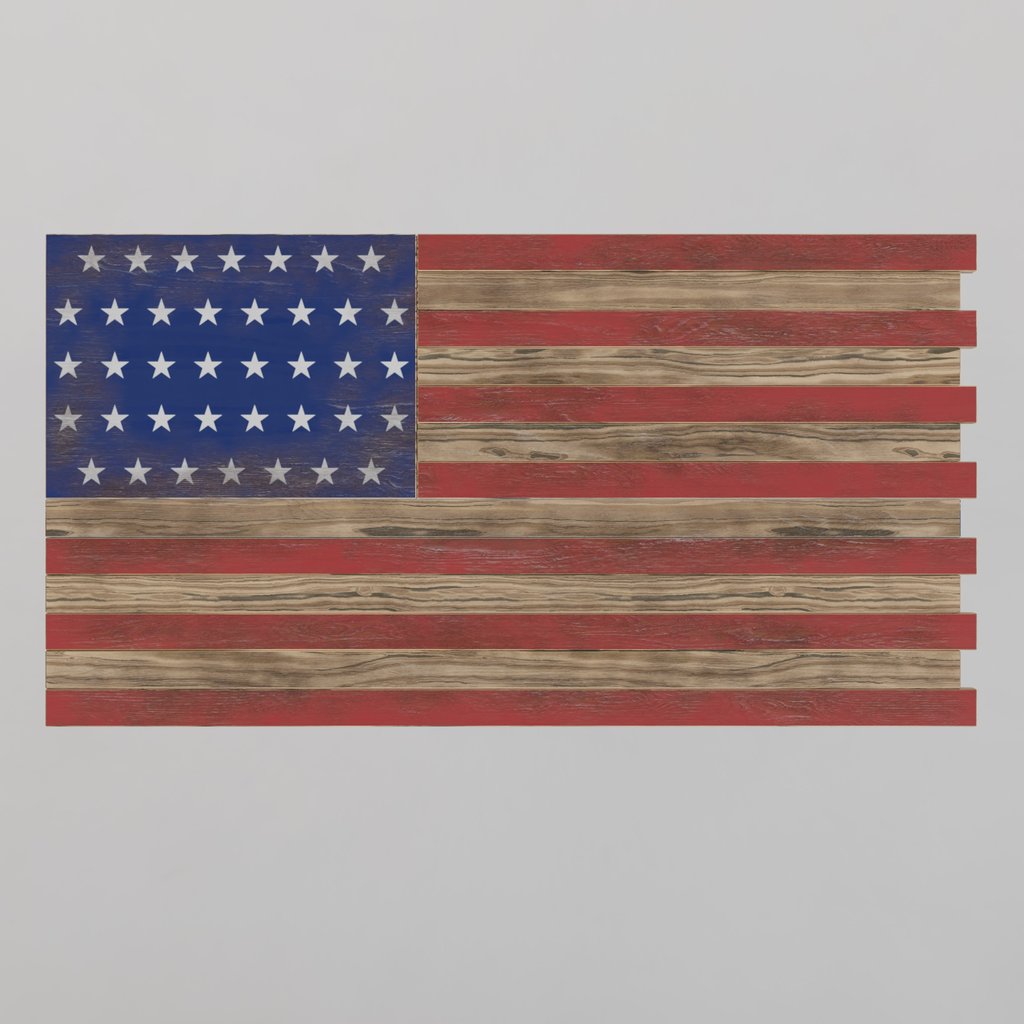 Wooden Usa Flag | Decorative Pictures models | BlenderKit