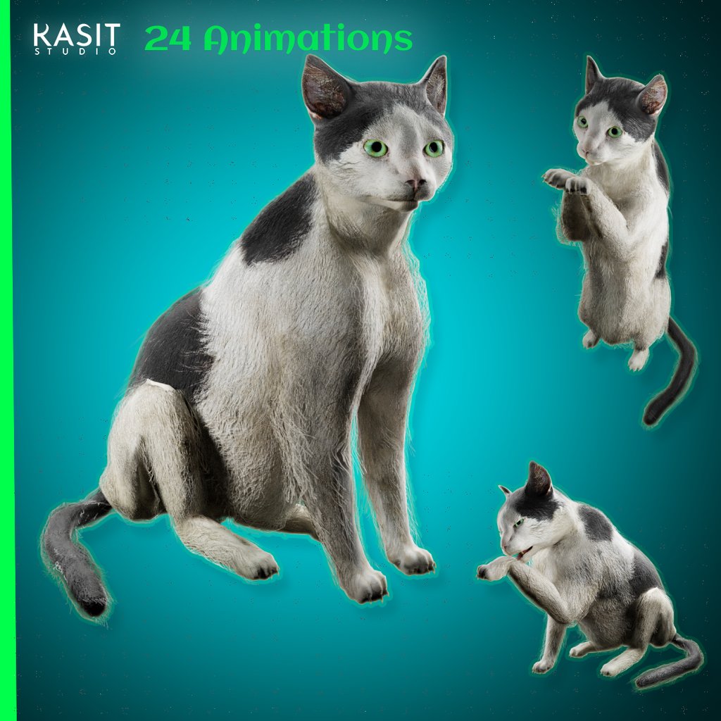 Cat Animated | Mammals models | BlenderKit