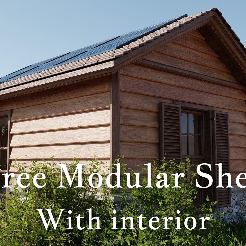 BlenderKit | Download the FREE Free Modular Shed with interior model