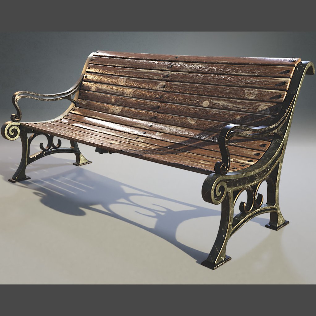 Vintage Victorian Street Bench | FREE Benches models | BlenderKit