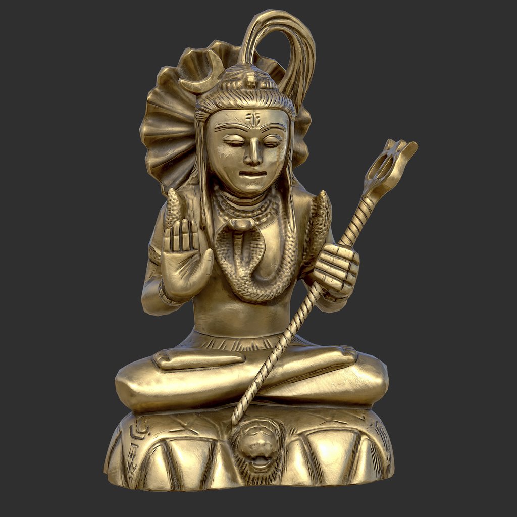 Lord Shiva Meditating Divine Gold | Interior Sculptures models | BlenderKit
