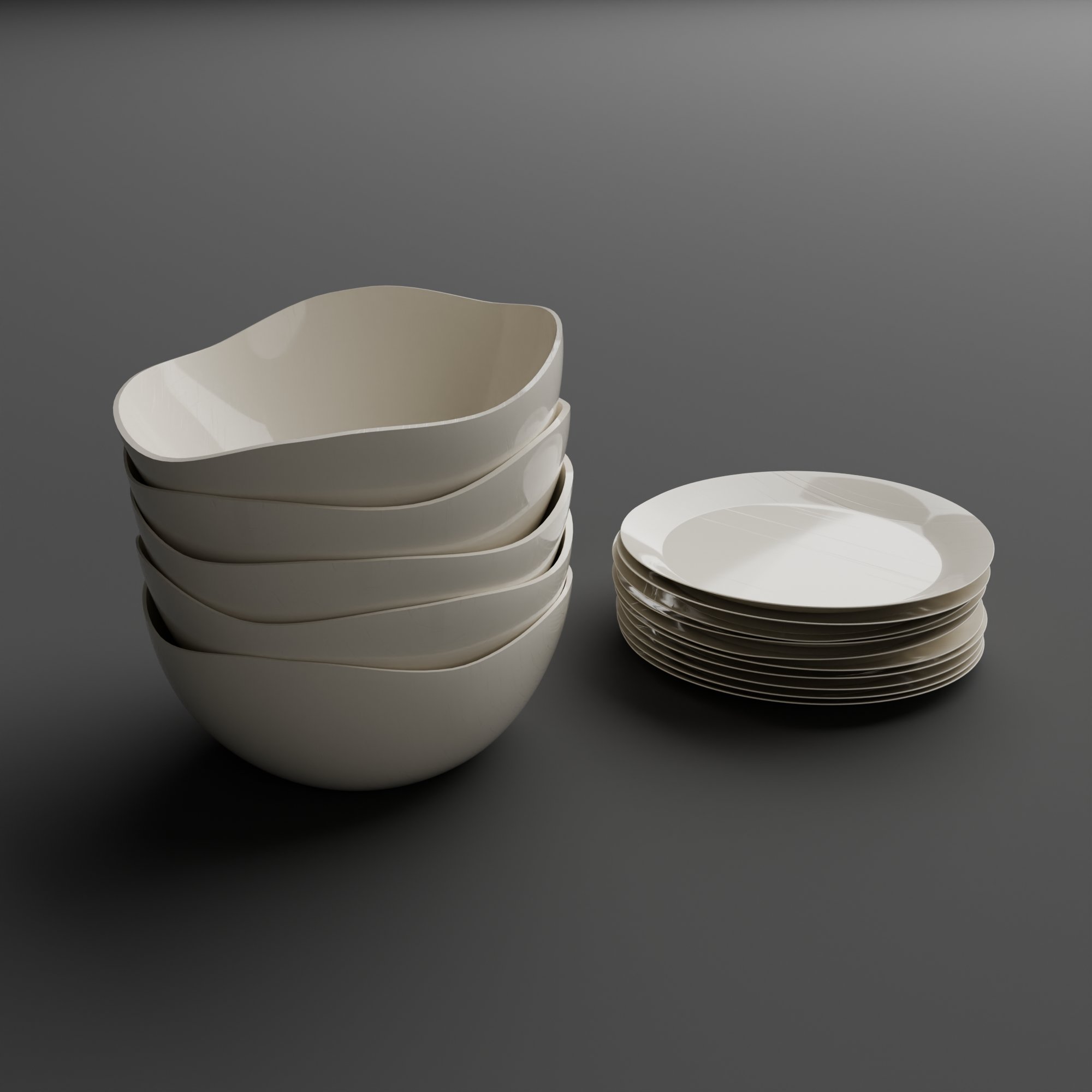 Stacked plates and bowls | FREE Kitchenware models | BlenderKit