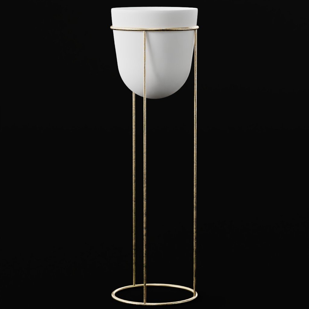 Gold & Shiny White Metal Planter | Vases models | BlenderKit