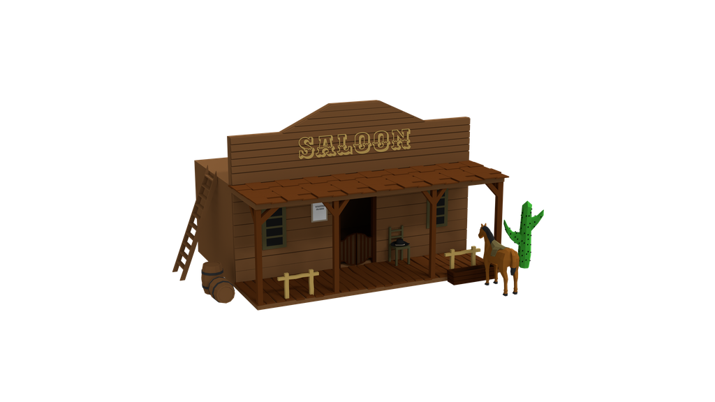 Low Poly Saloon | Historic Buildings models | BlenderKit