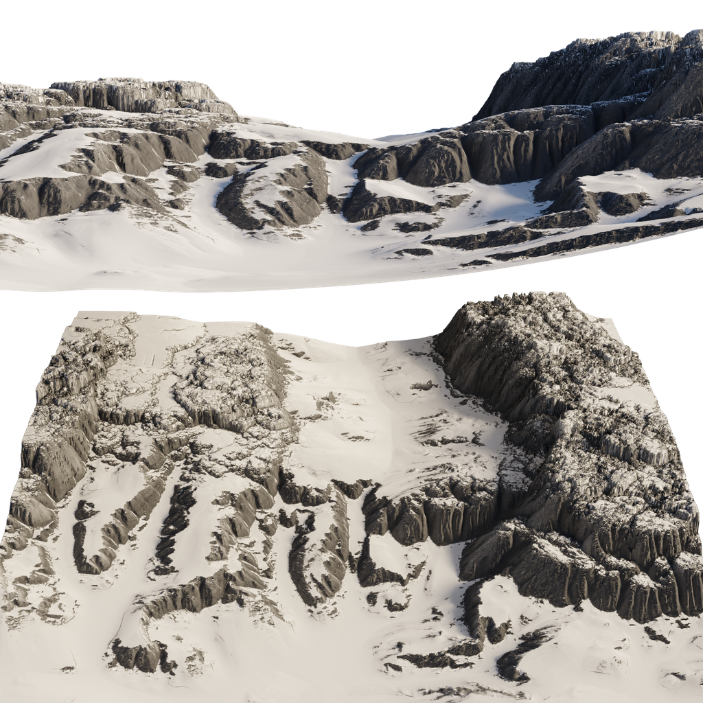 Realisitc Snowy Mountain | FREE Terrains models | BlenderKit