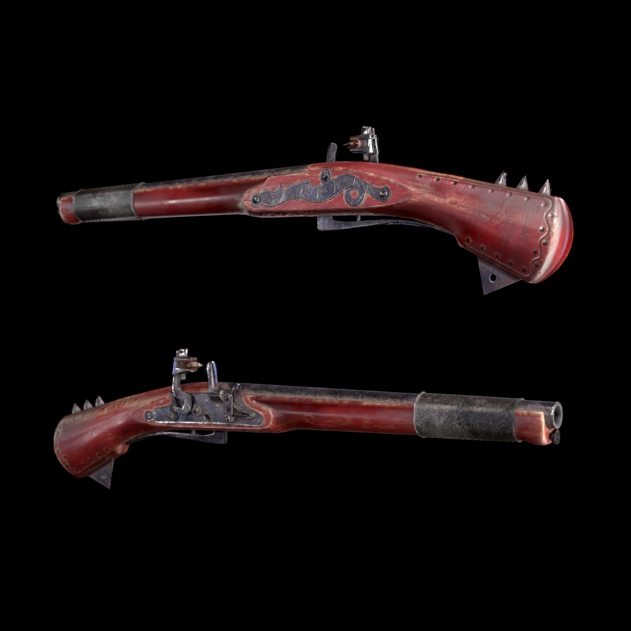 Red bess Flintlock Pistol | Historical Weapons models | BlenderKit