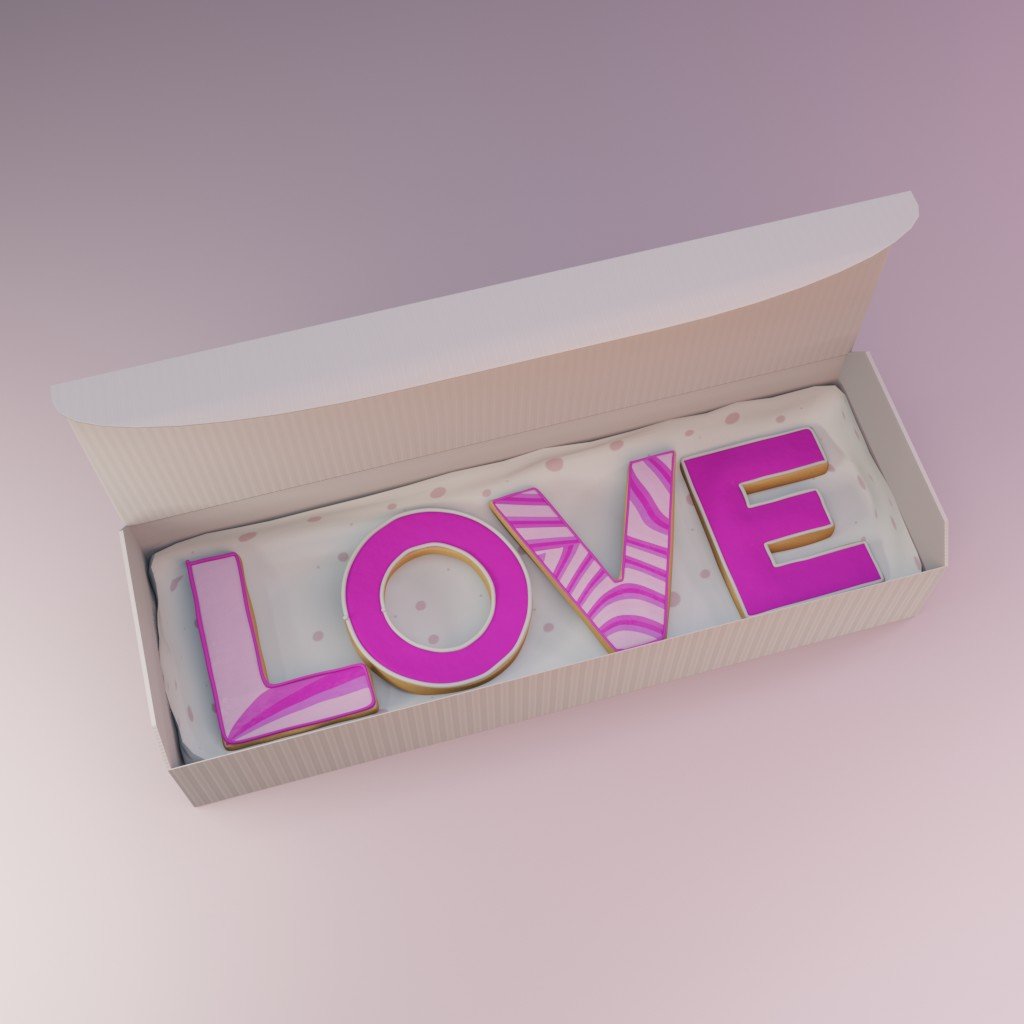 Valentine´s cookie box | FREE Sweets / Desserts models | BlenderKit