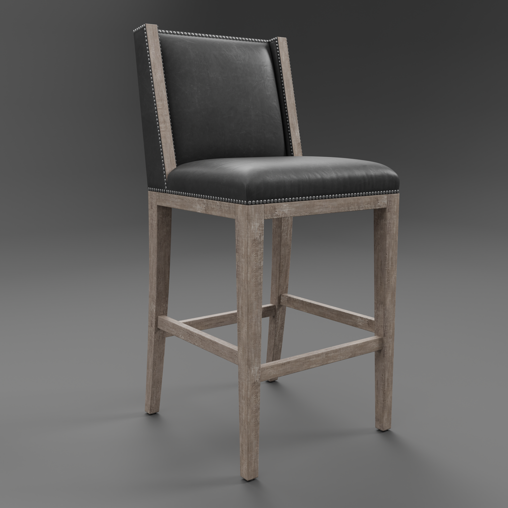 Ames Leather Armless Bar Stool | Bar chairs models | BlenderKit
