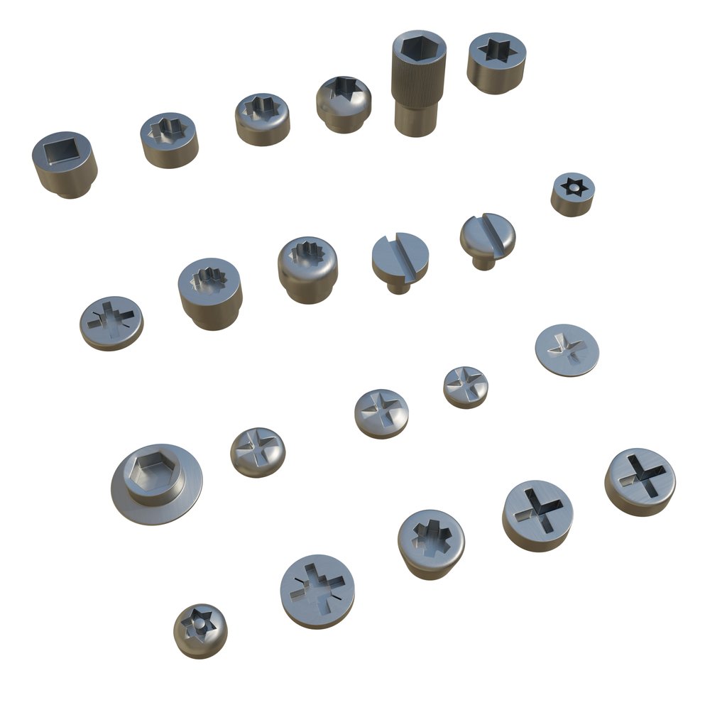 Assorted Screw Head Profiles | FREE Industrial parts models | BlenderKit