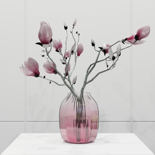 Pink Magnolia Vase | Vases models | BlenderKit
