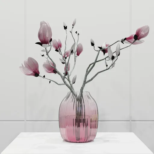 Pink Magnolia Vase | Vases models | BlenderKit