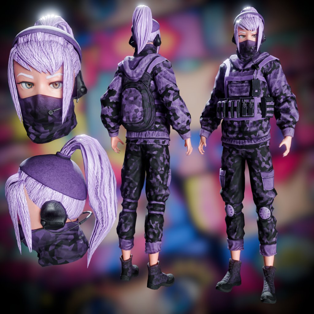 Stylized/Anime Military Girl | Military Characters models | BlenderKit