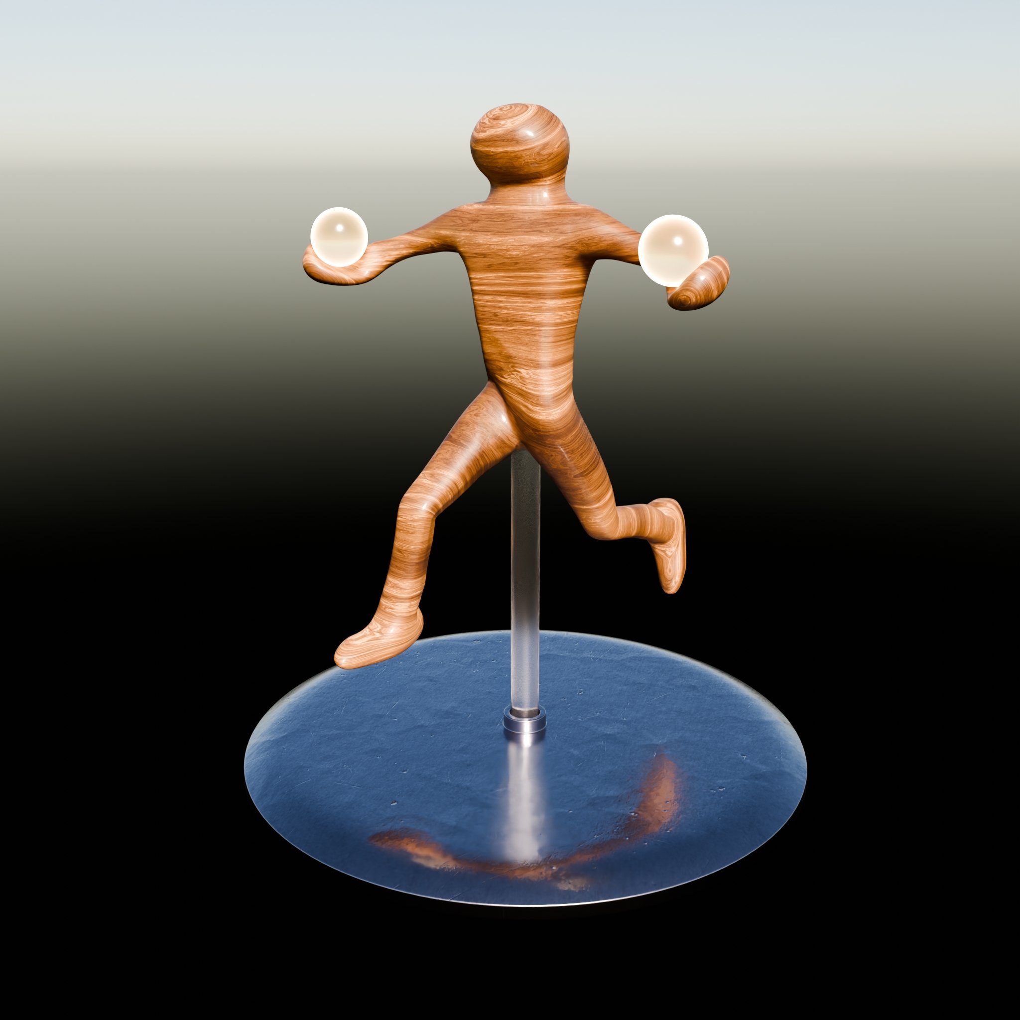 Wooden Runner Sculpture With Lamp Bulbs | FREE Interior Sculptures ...