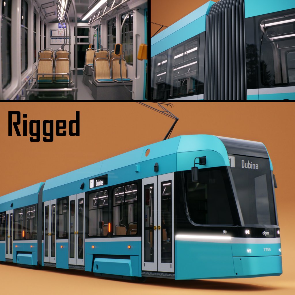 Tram Skoda 39T | Public Transportation models | BlenderKit