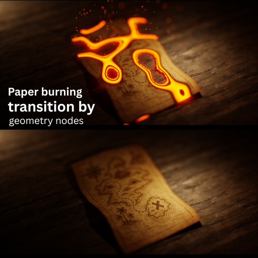 Epic Paper Burning Transition Effect | Fantasy scenes | BlenderKit