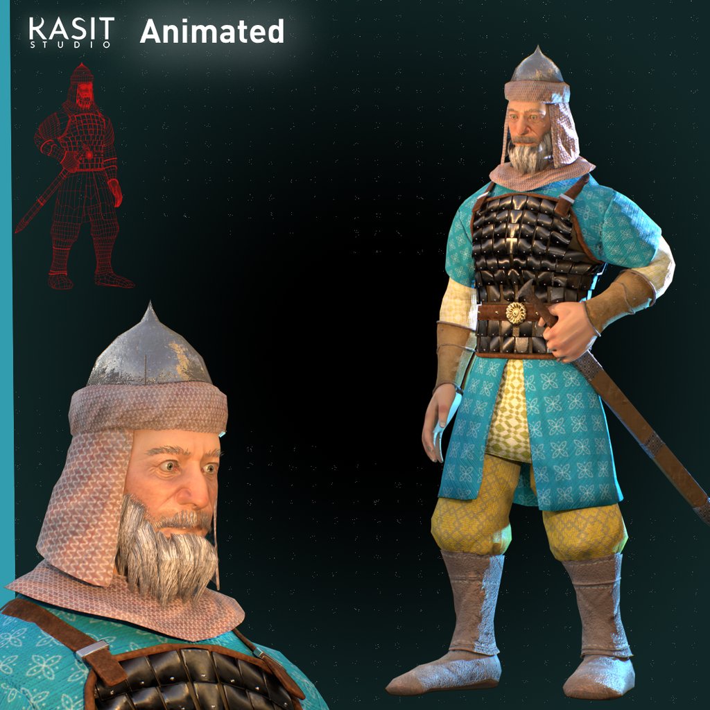 Persian Soldier Animated | Fantasy Hero / Heroines models | BlenderKit
