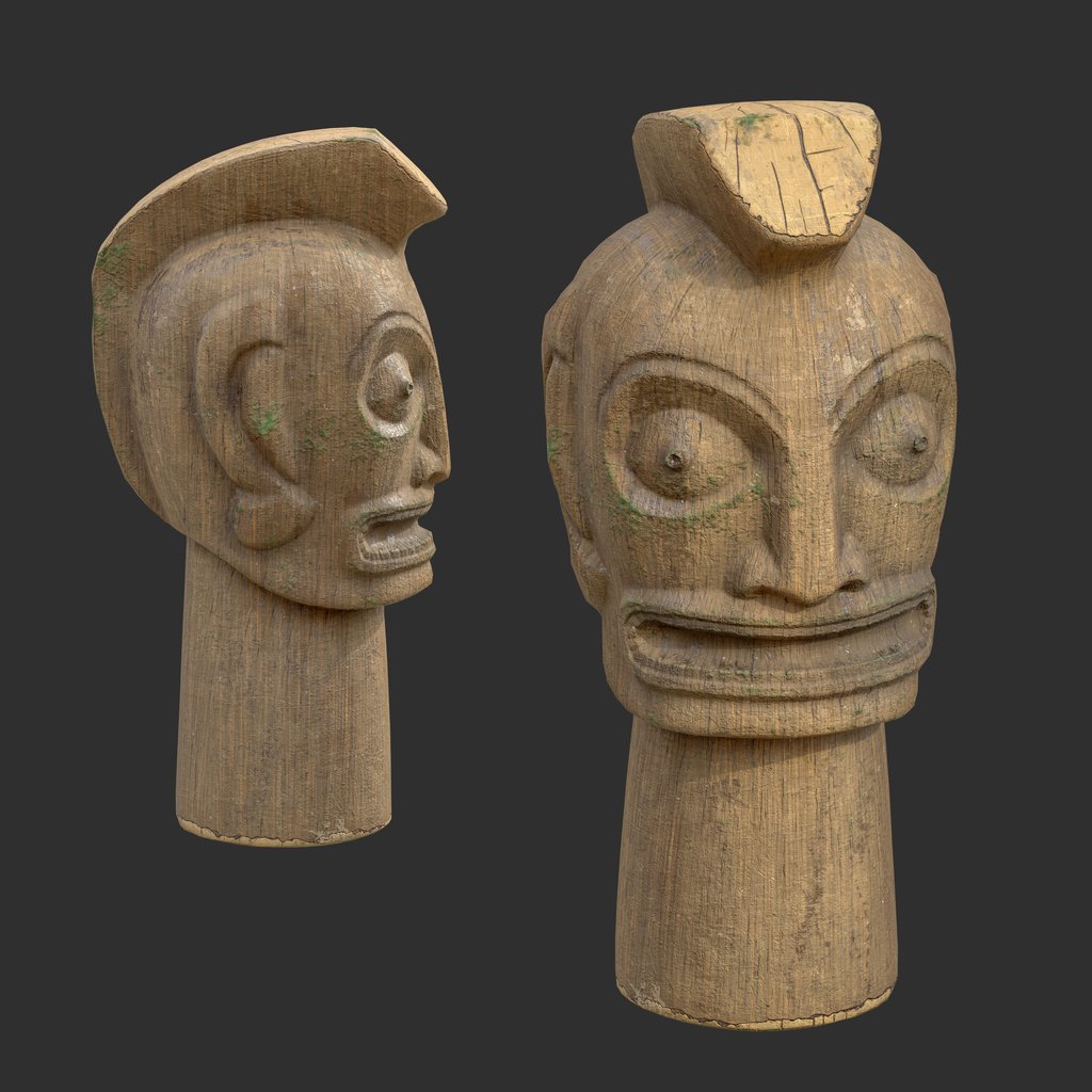 Tiki God Mohawk Warrior Statue Moss Wood | Interior Sculptures models ...