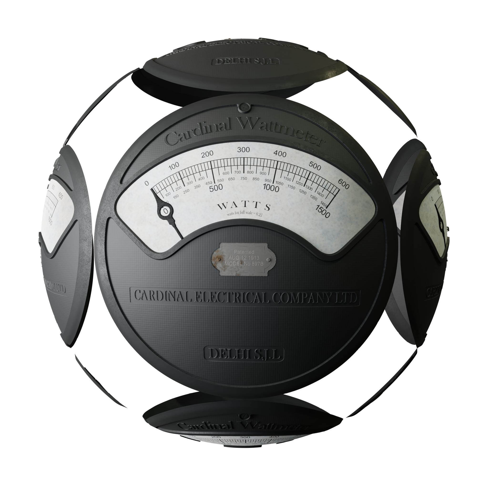 Wattmeter Antique Dial | FREE tech materials | BlenderKit