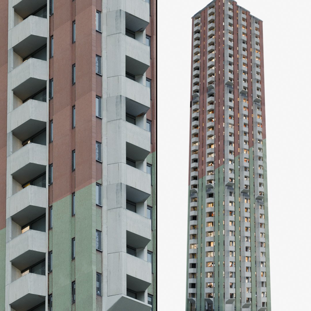 Brutalist skyscraper | Sci-fi Buildings models | BlenderKit